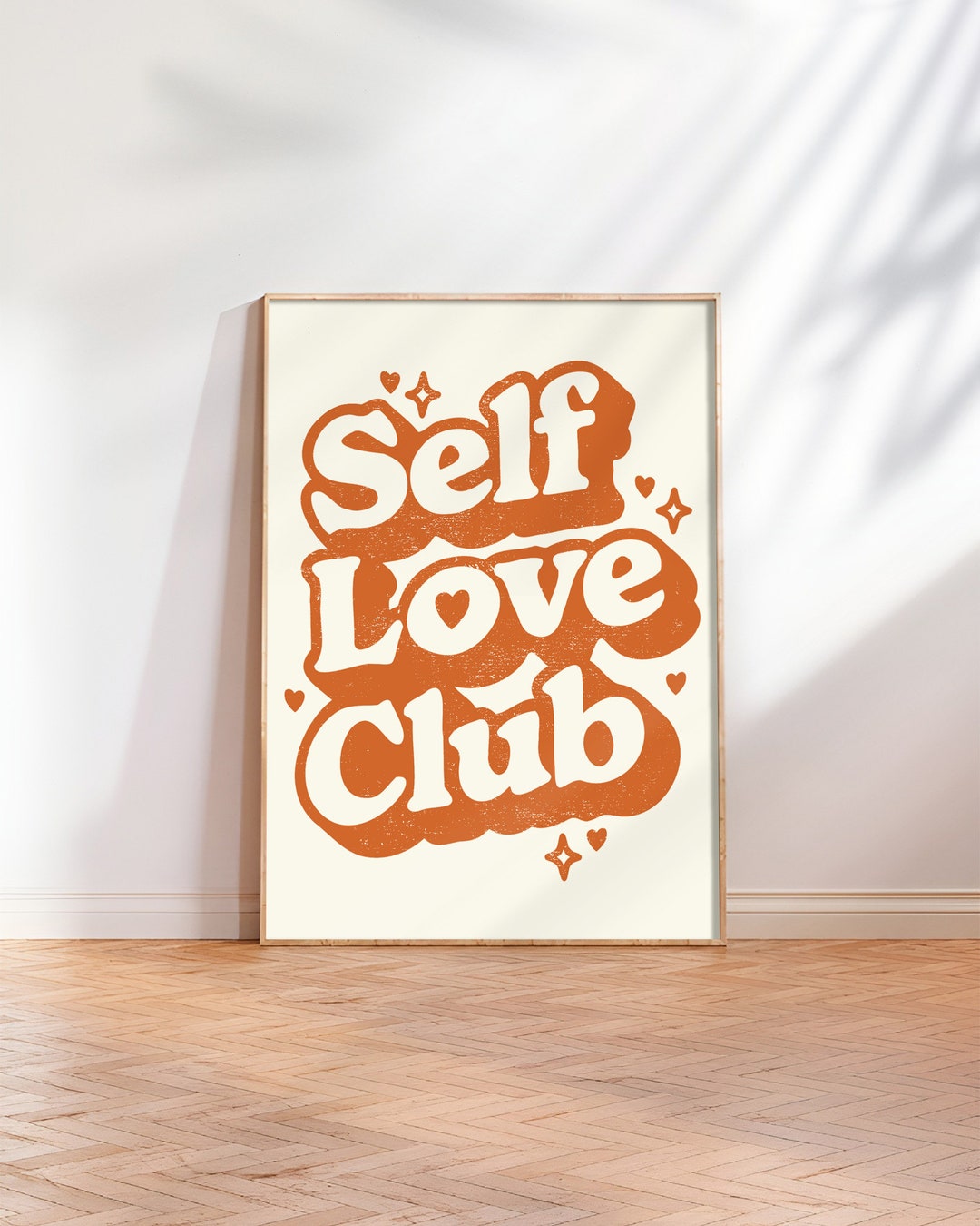 Retro Self Love Club, Cute Typography Poster, Self Love Print, Digital ...