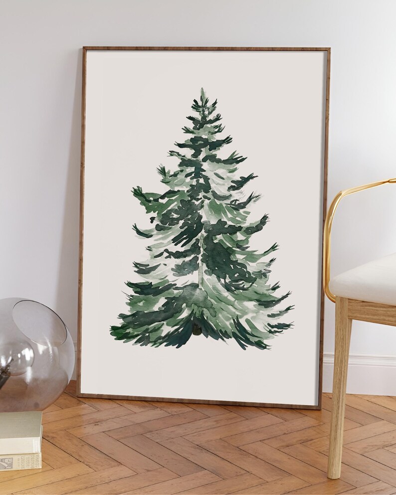 Christmas Tree Prints Set of 3, Pine Tree Botanical Art Printable ...