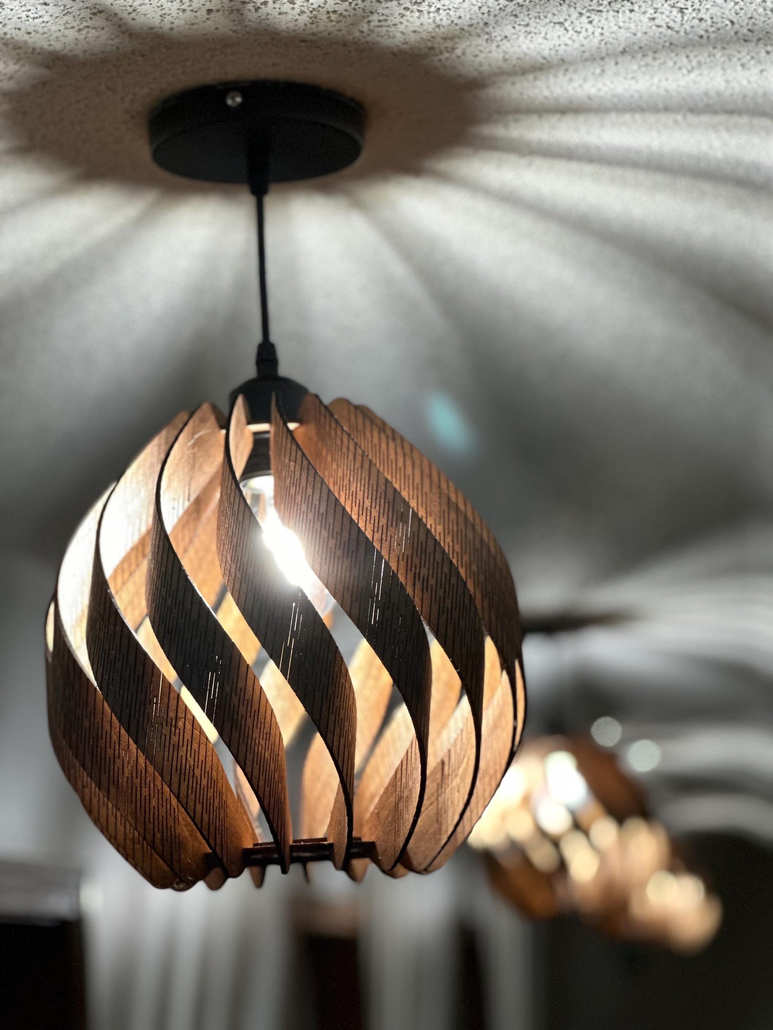 Wooden Pendant Light - Etsy
