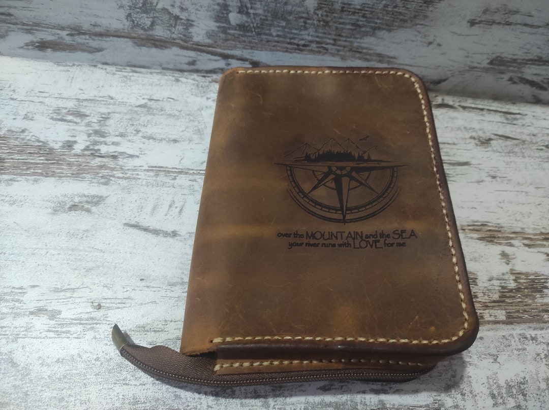 Leather Book Cover With Zipper,leather Book Cover for Bible,leather ...