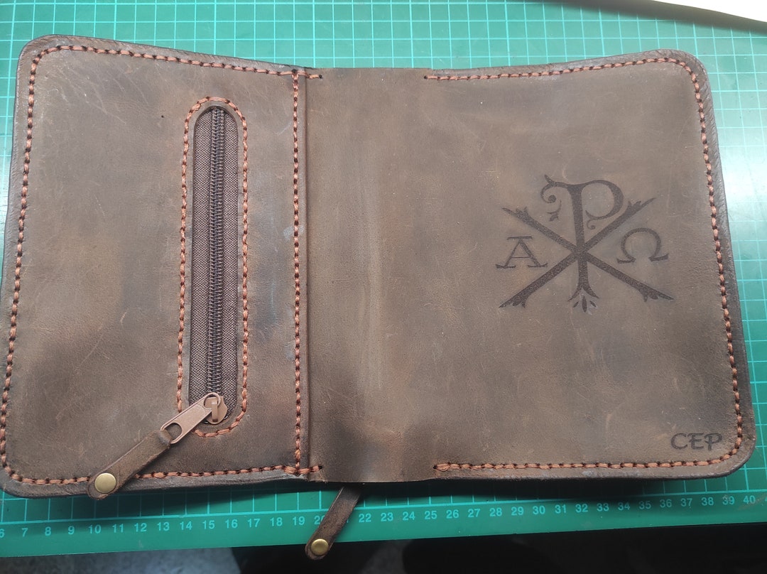 Leather Book Cover With Zipper,leather Book Cover for Bible,leather ...