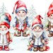 Christmas Gnome Watercolor Clipart, Full Watercolor Clipart Set, Hand ...