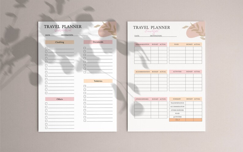 Printable Travel Checklist Travel Budget Planner Printable Travel ...