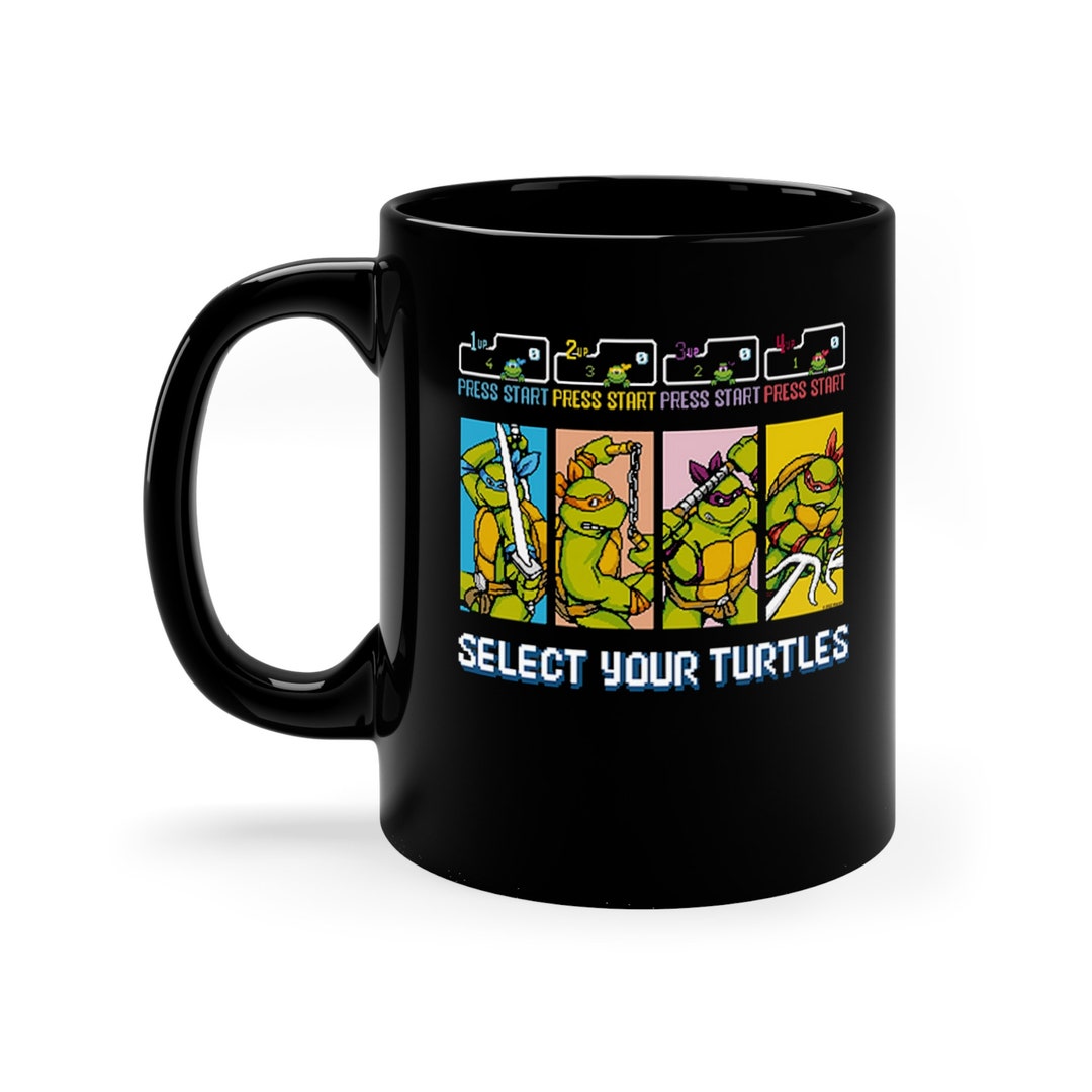 TMNT Turtles Arcade Retro Press Start NES Gaming 11oz Black Mug - Etsy