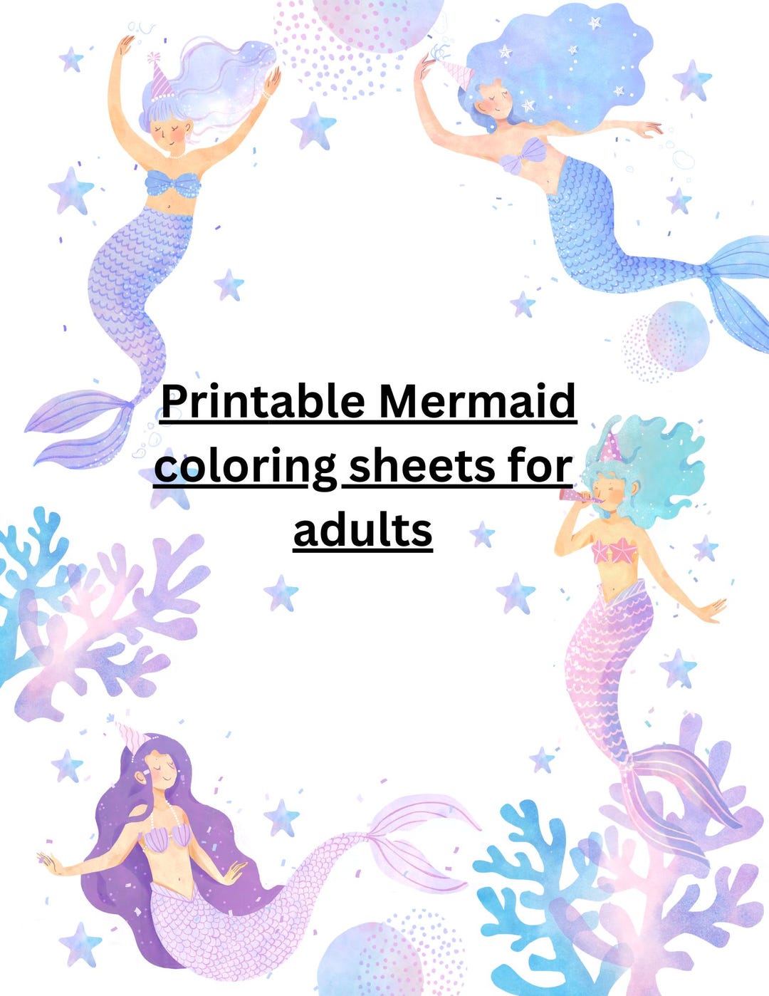11 Printable Mermaid Sheets for Adults - Etsy