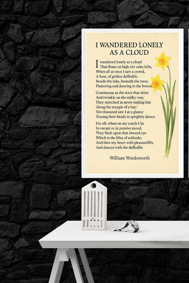 Daffodils Poem Print: William Wordsworth Art, Vintage Style (digital ...
