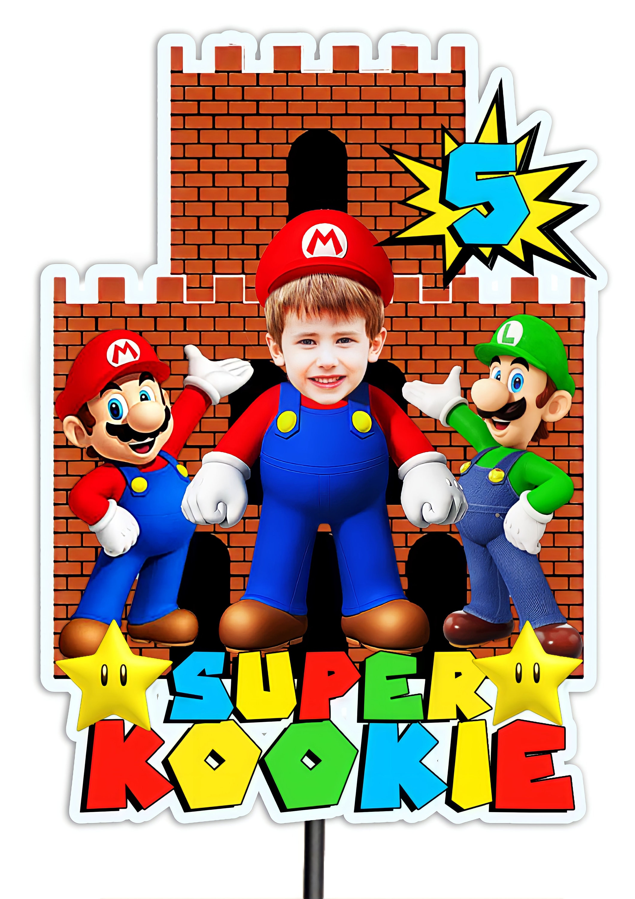 Super Mario Cake Topper WITH PHOTO Printable Cake Topper Super Mario ...