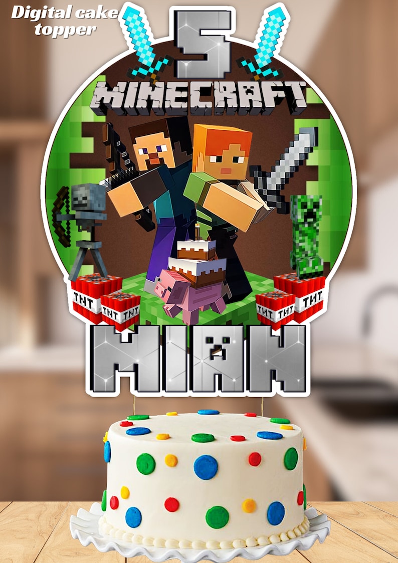 Minecraft Digital Cake Topper Minecraft Gamer Cake Topper Digital Cake ...