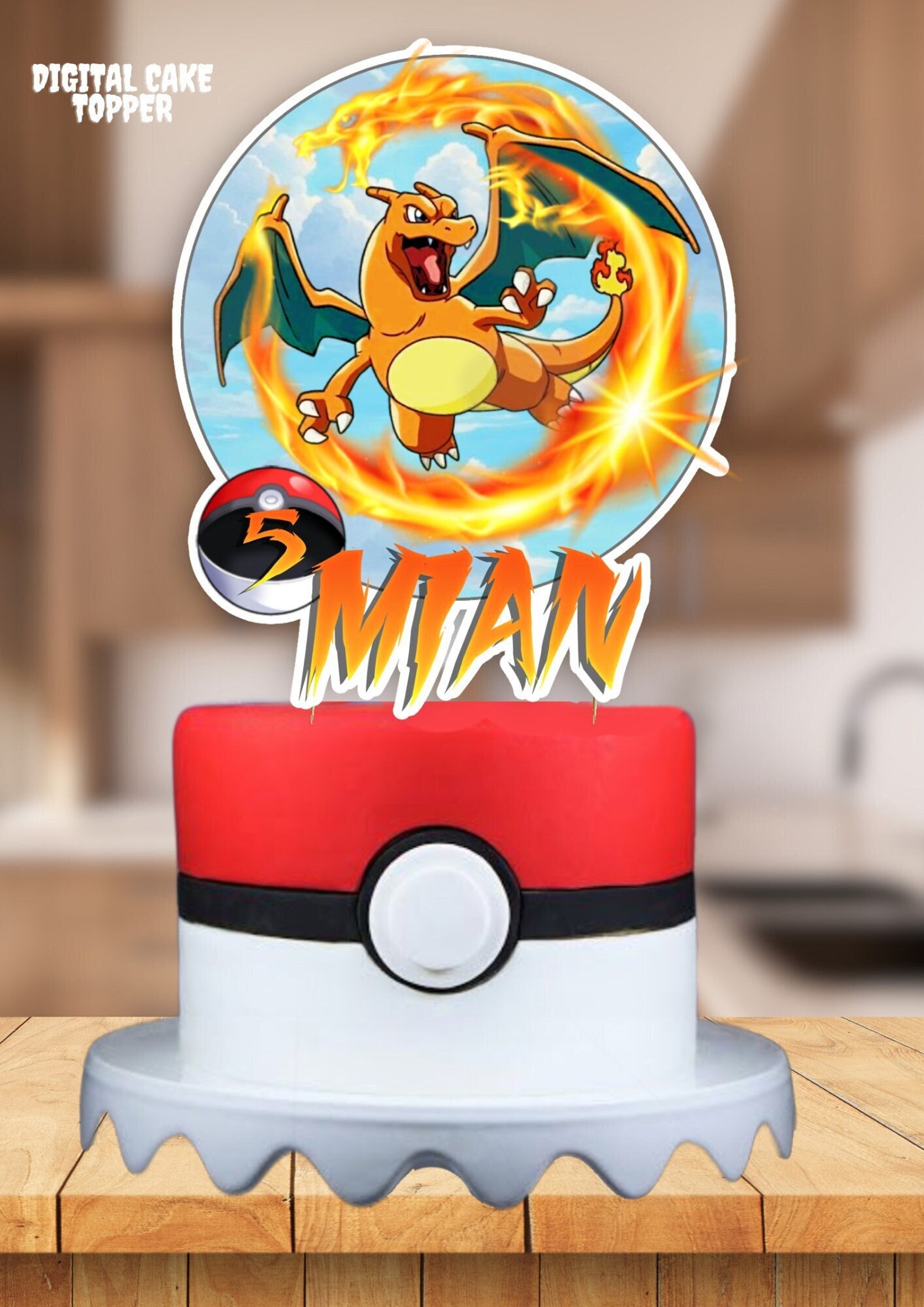 Pokemon Cake Topper Charizard Printable Cake Topper Cake - Etsy