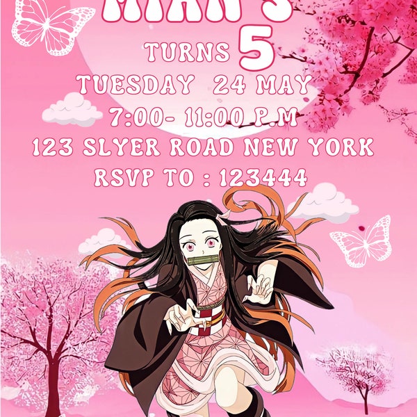 Demon Slayer Nezuko Invitation - Etsy
