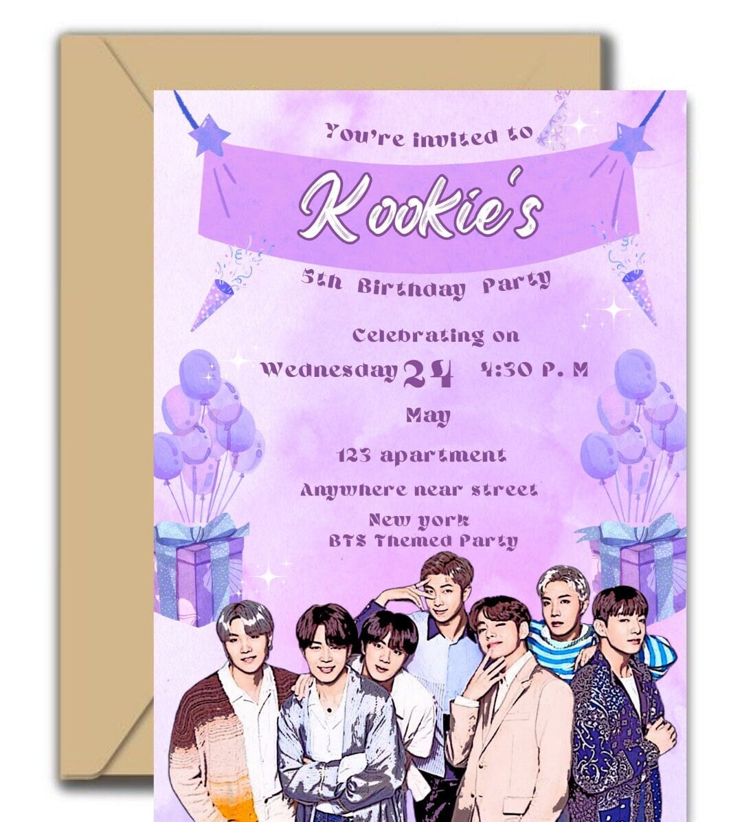 BTS Themed Customized Editable Invitation/ K-pop Idol Bts Birthday ...