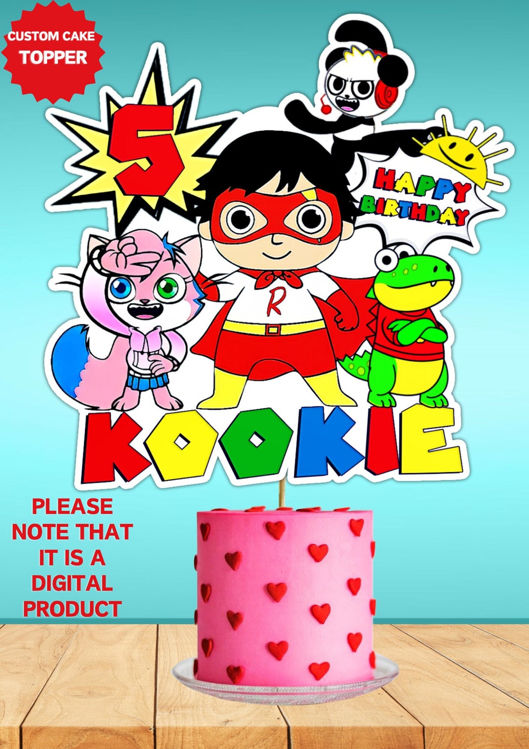 Printable Birthday Ryan's Cake Topper Custom Personalized Ryan's Cake ...