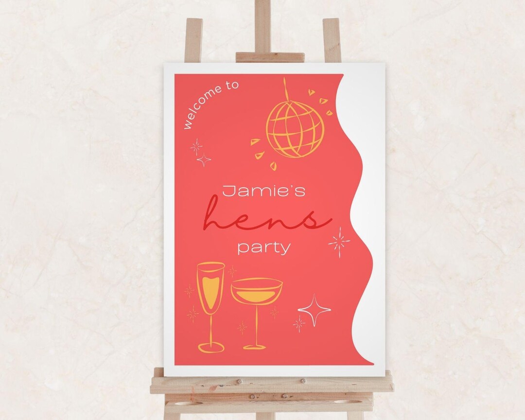 Editable Hens Party Welcome Sign Template: Vibrant Bachelorette Party ...