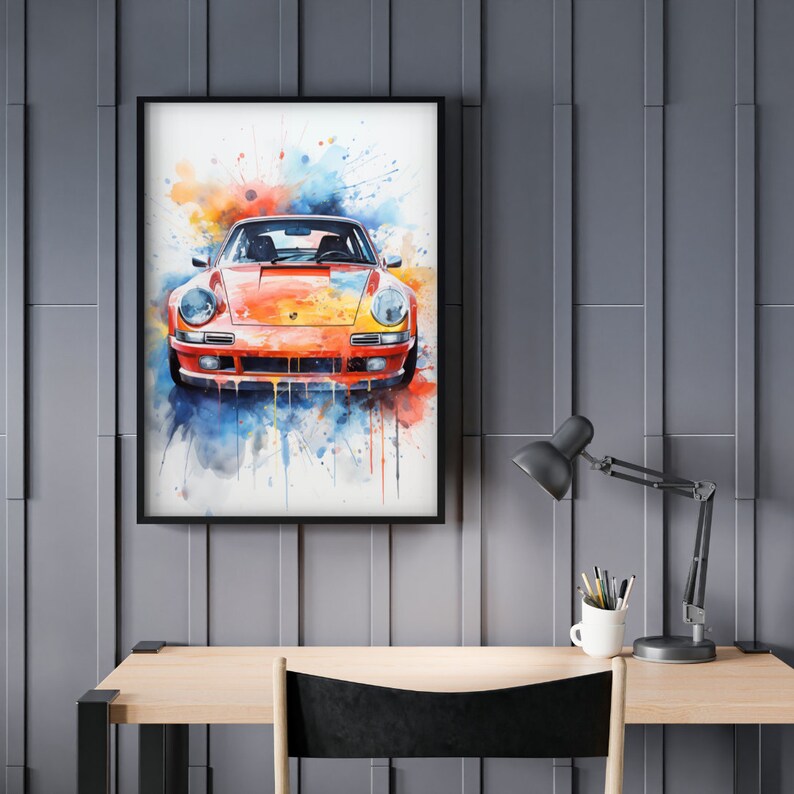 POSTER From PORSCHE 911 WATERCOLOR Mural From Porsche Colorful Wallart ...
