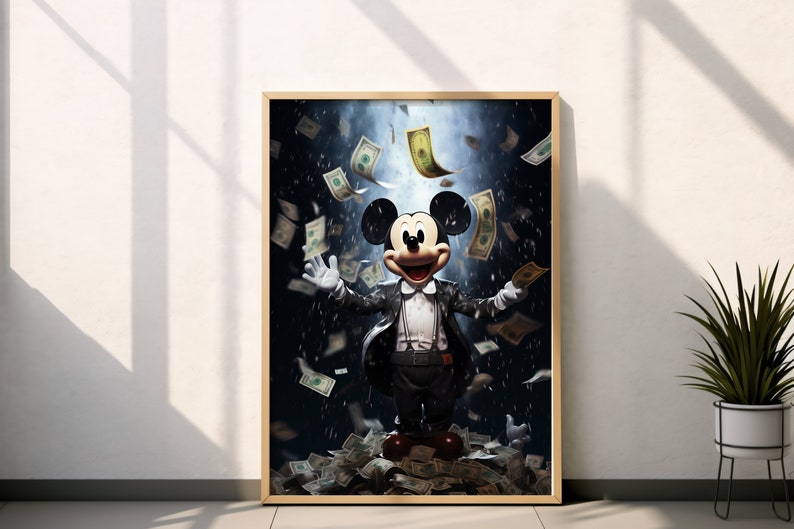 Mickey Mouse in Rain of Money Poster | Pop Art Comic Wall Art | Luxury ...