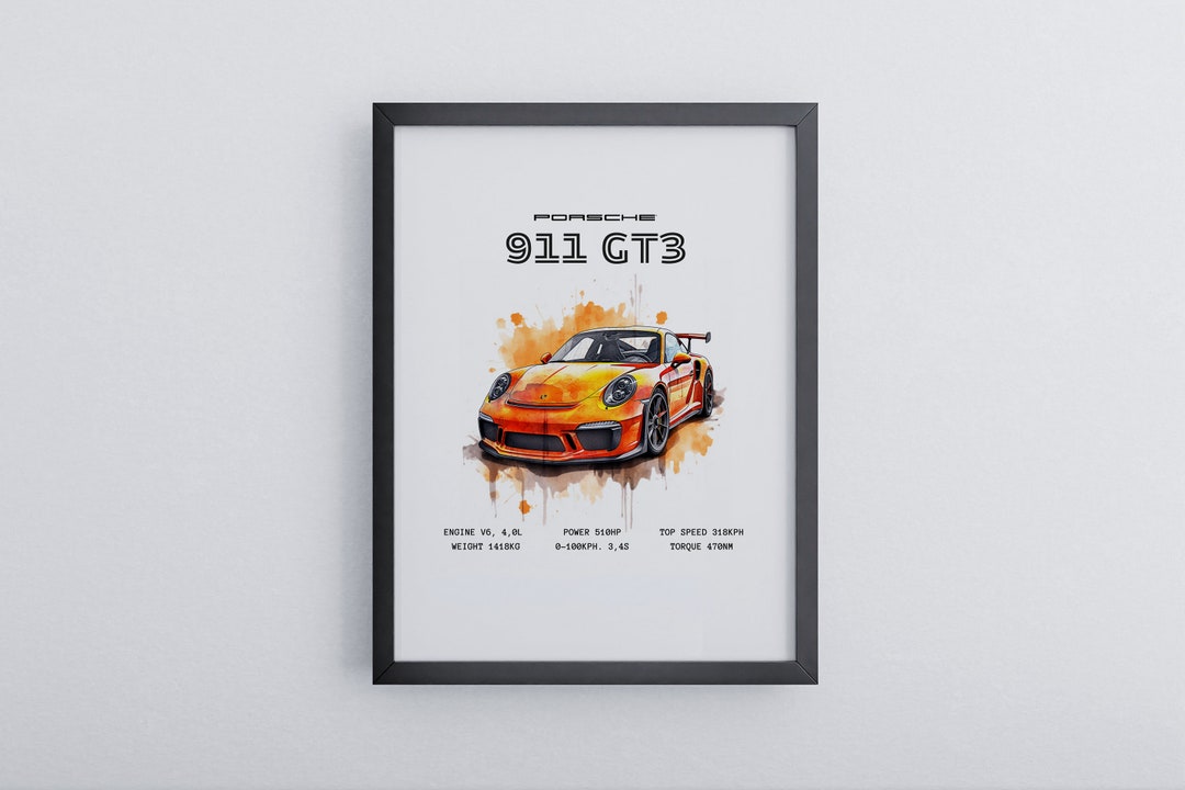 Porsche 911 GT3 Poster Premium Quality Supercar Poster Wall Art Various ...