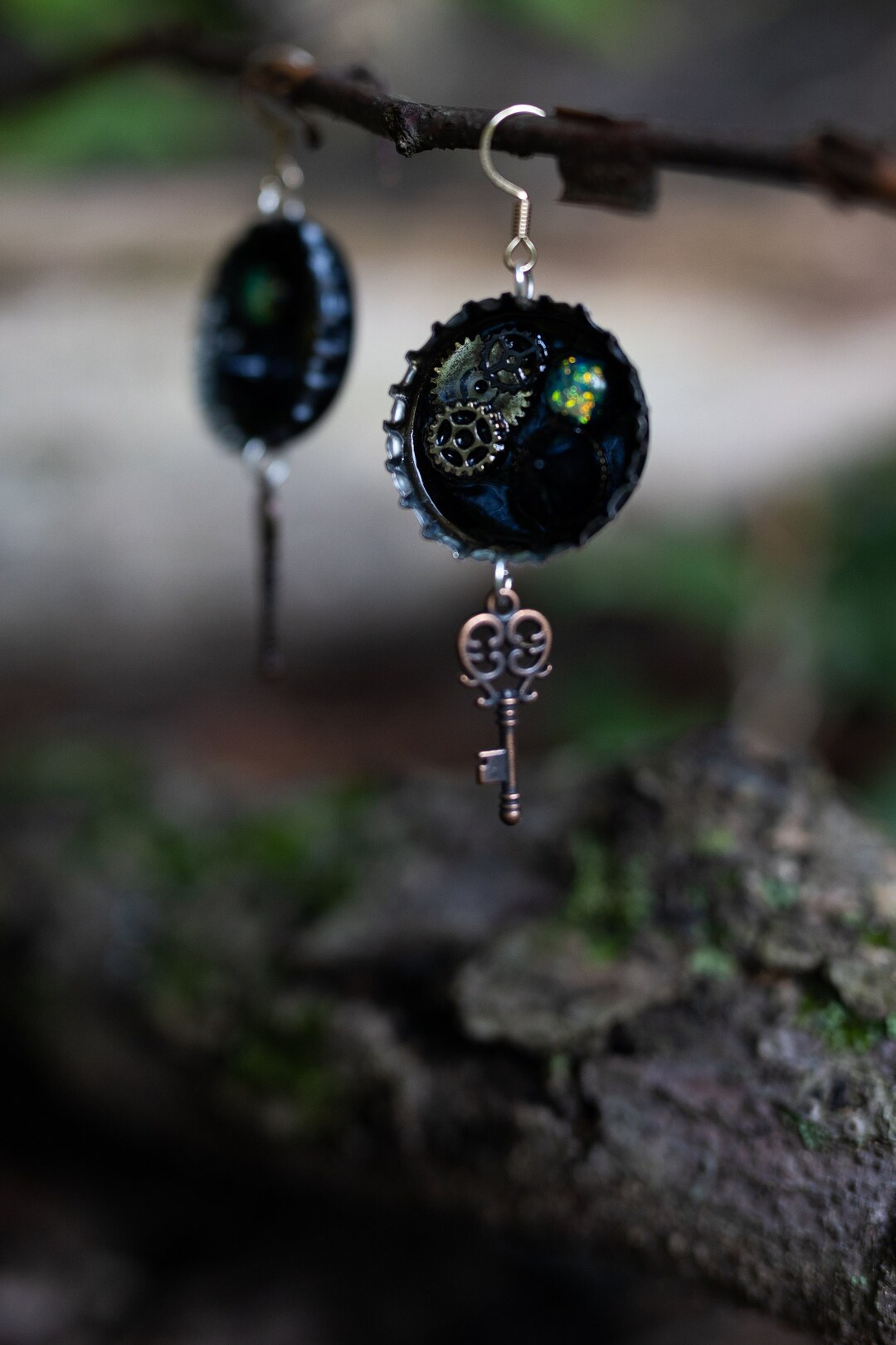 Behind the Cogs -recycled Bottle Cap Earrings - Etsy