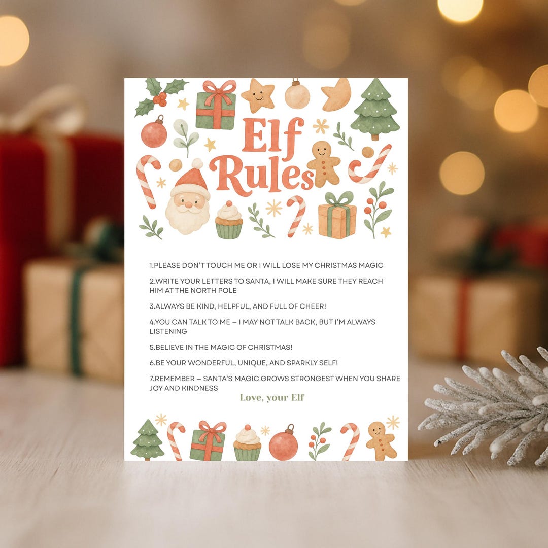 Christmas Elf Rules Printable, Holiday Decor (PDF) - Etsy UK