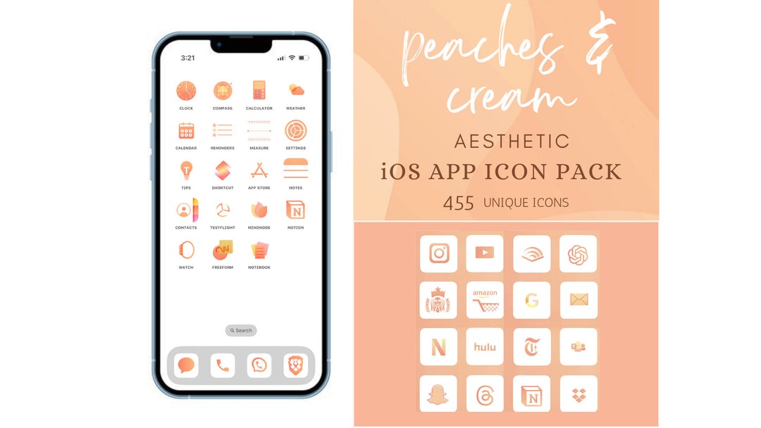 Peach Ios App Icon Set Summer Fall Aesthetic 400 Unique - Etsy