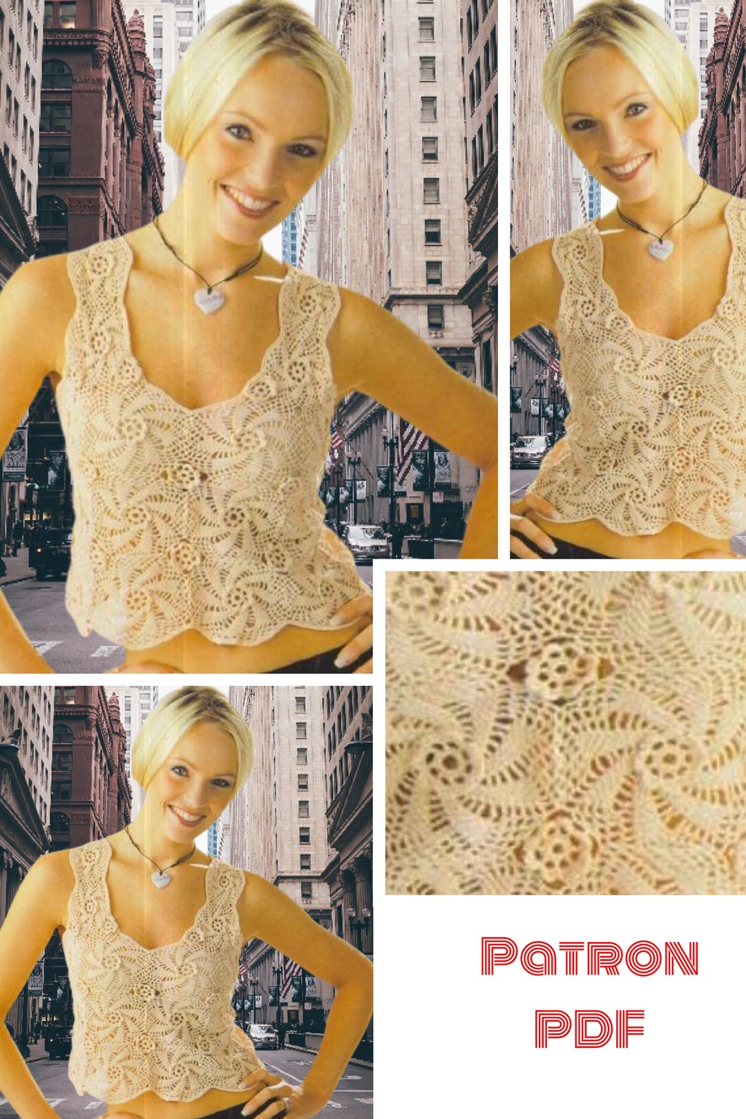 Vintage. Crochet Lace Top Model, Pattern With French Tutorial in PDF ...