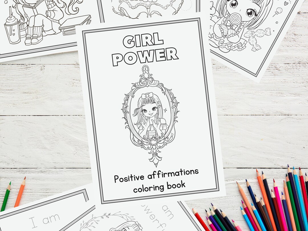 Printable Affirmations Coloring Book for Girls PDF, Cover & 20 Positive ...