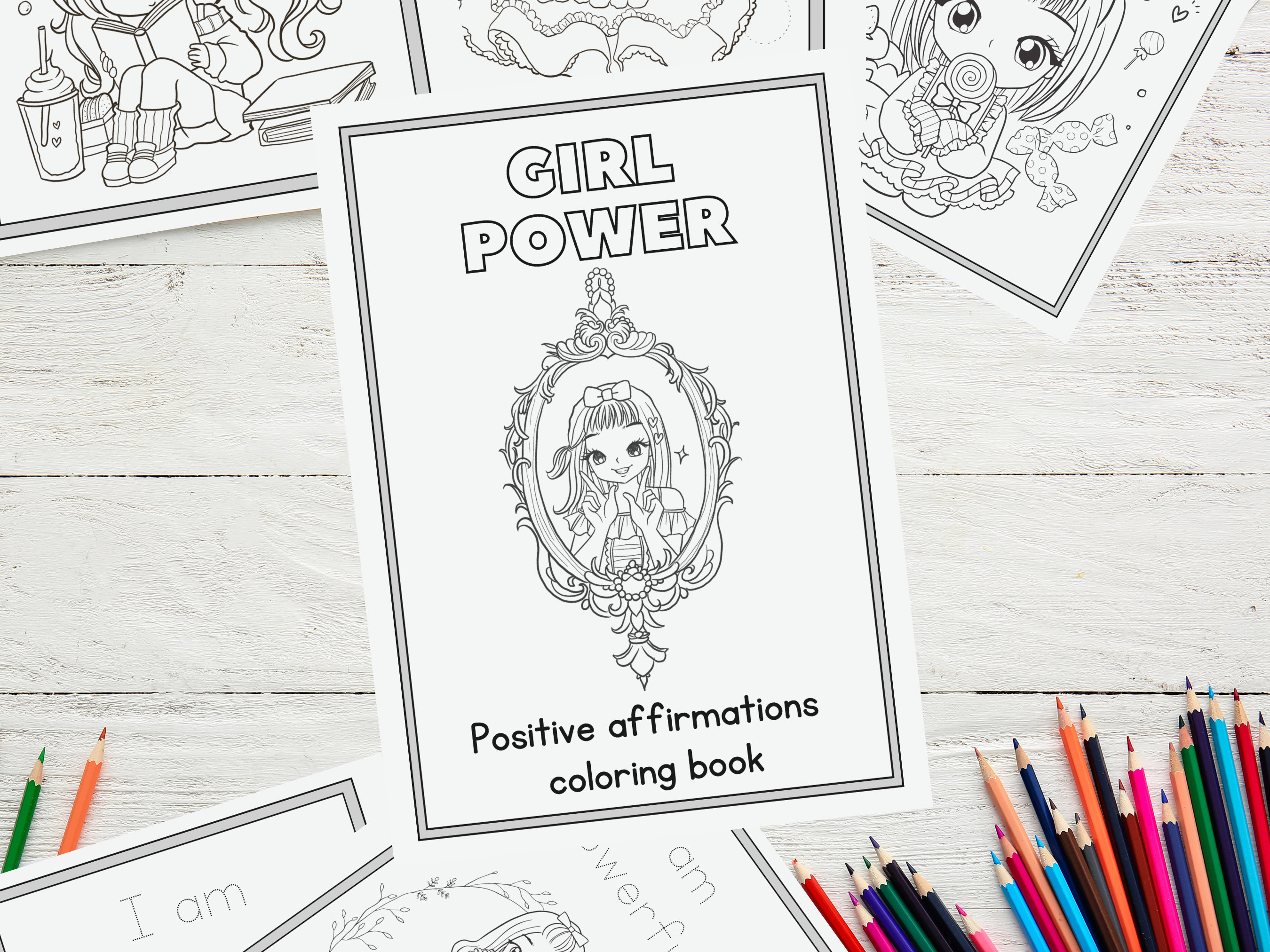 Printable Affirmations Coloring Book for Girls PDF Cover & 20 - Etsy
