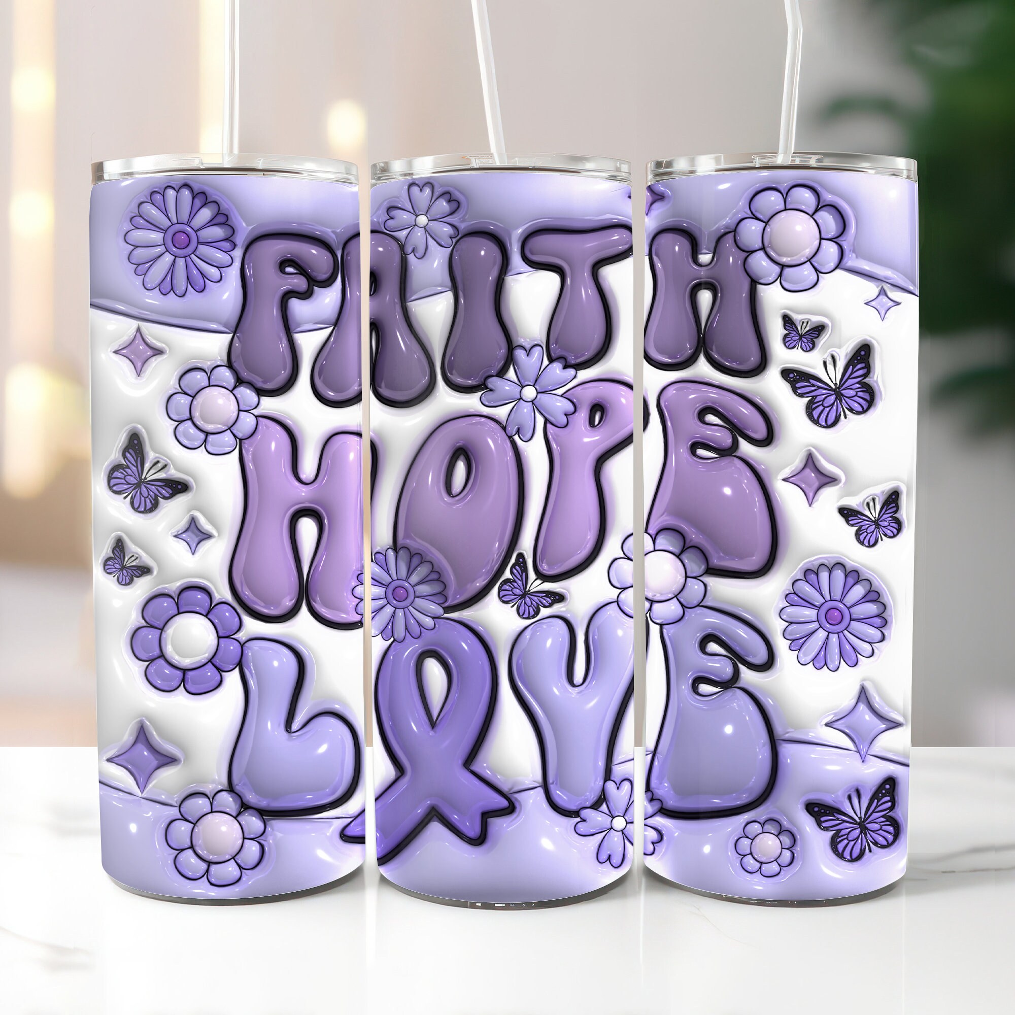 13 3D Inflated Stomach Cancer Awareness 20oz Skinny Tumbler Wrap, 3D ...