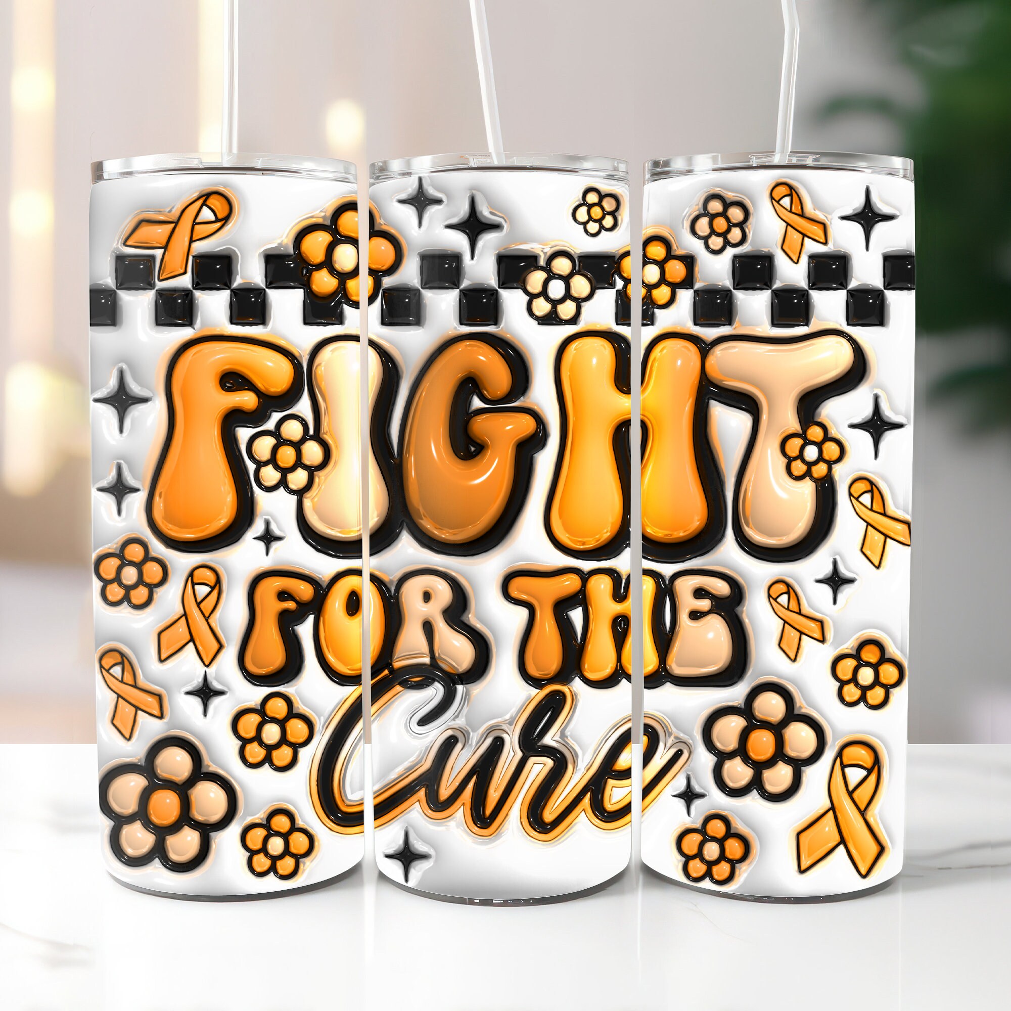 10 3D Inflated COPD Awareness 20oz Skinny Tumbler Wrap, 3D Puff Groovy ...