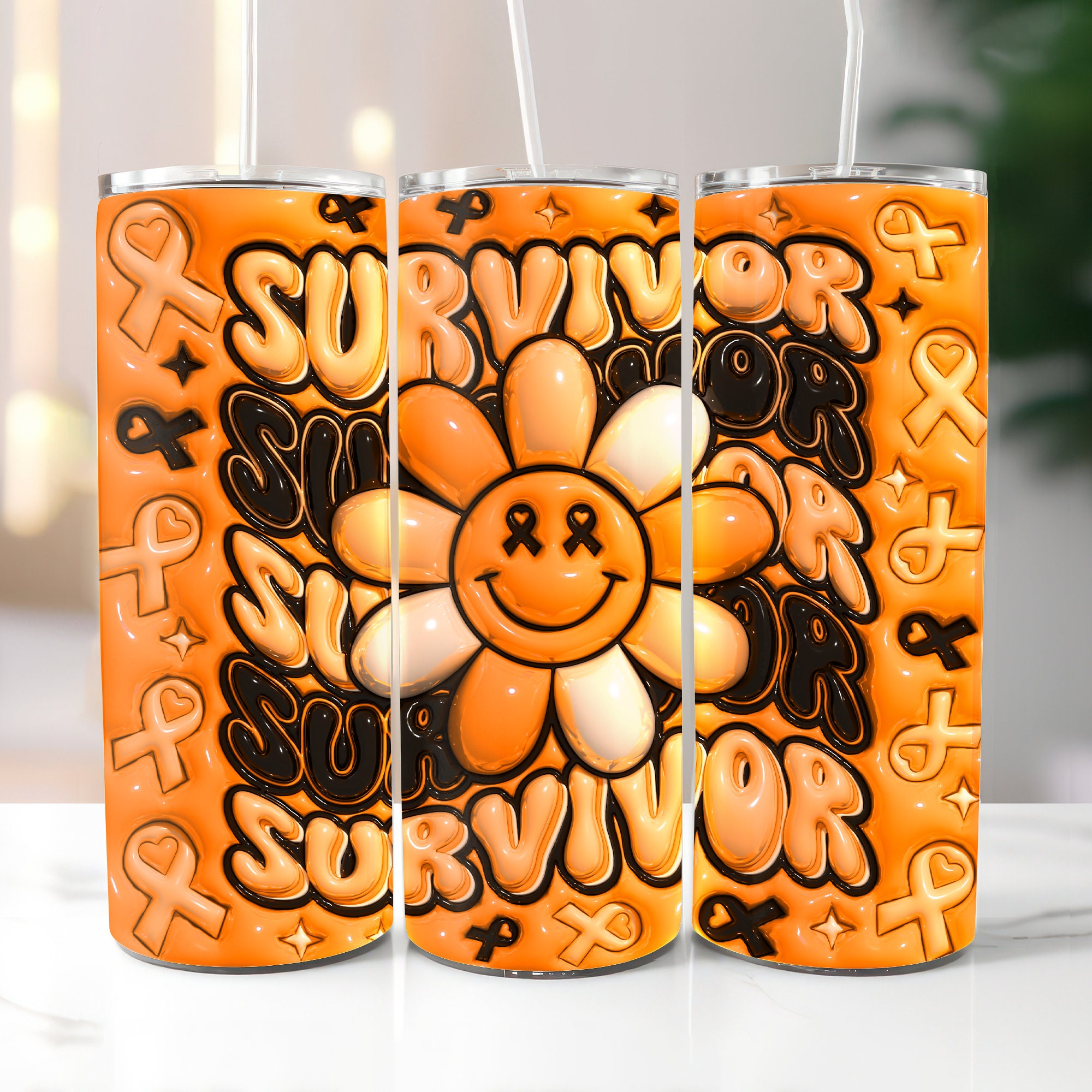 10 3D Inflated COPD Awareness 20oz Skinny Tumbler Wrap, 3D Puff Groovy ...