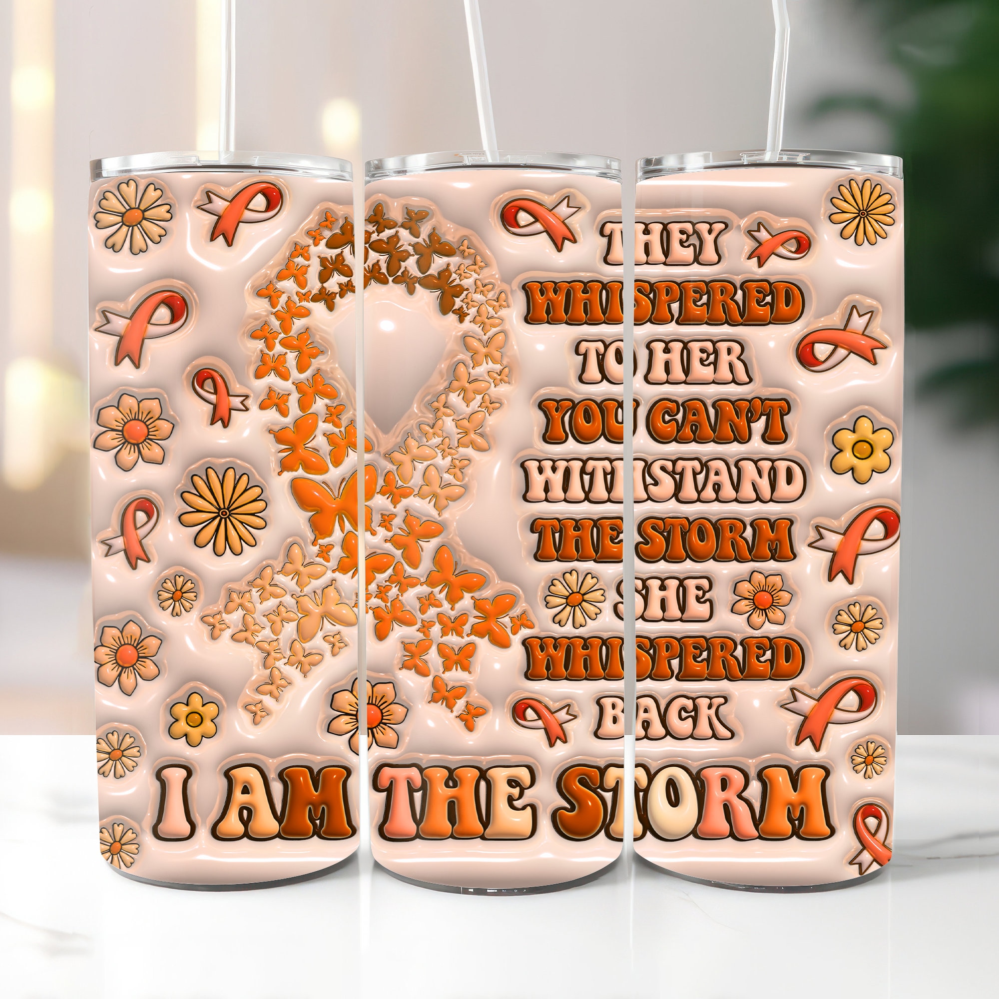 10 3D Inflated COPD Awareness 20oz Skinny Tumbler Wrap, 3D Puff Groovy ...