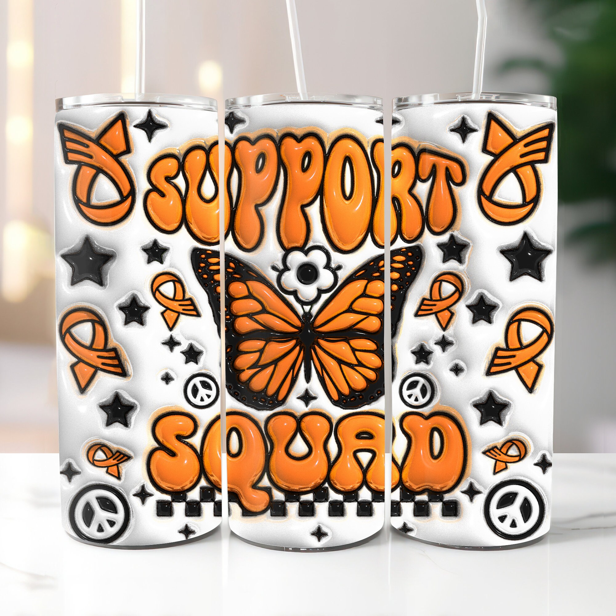 10 3D Inflated COPD Awareness 20oz Skinny Tumbler Wrap, 3D Puff Groovy ...