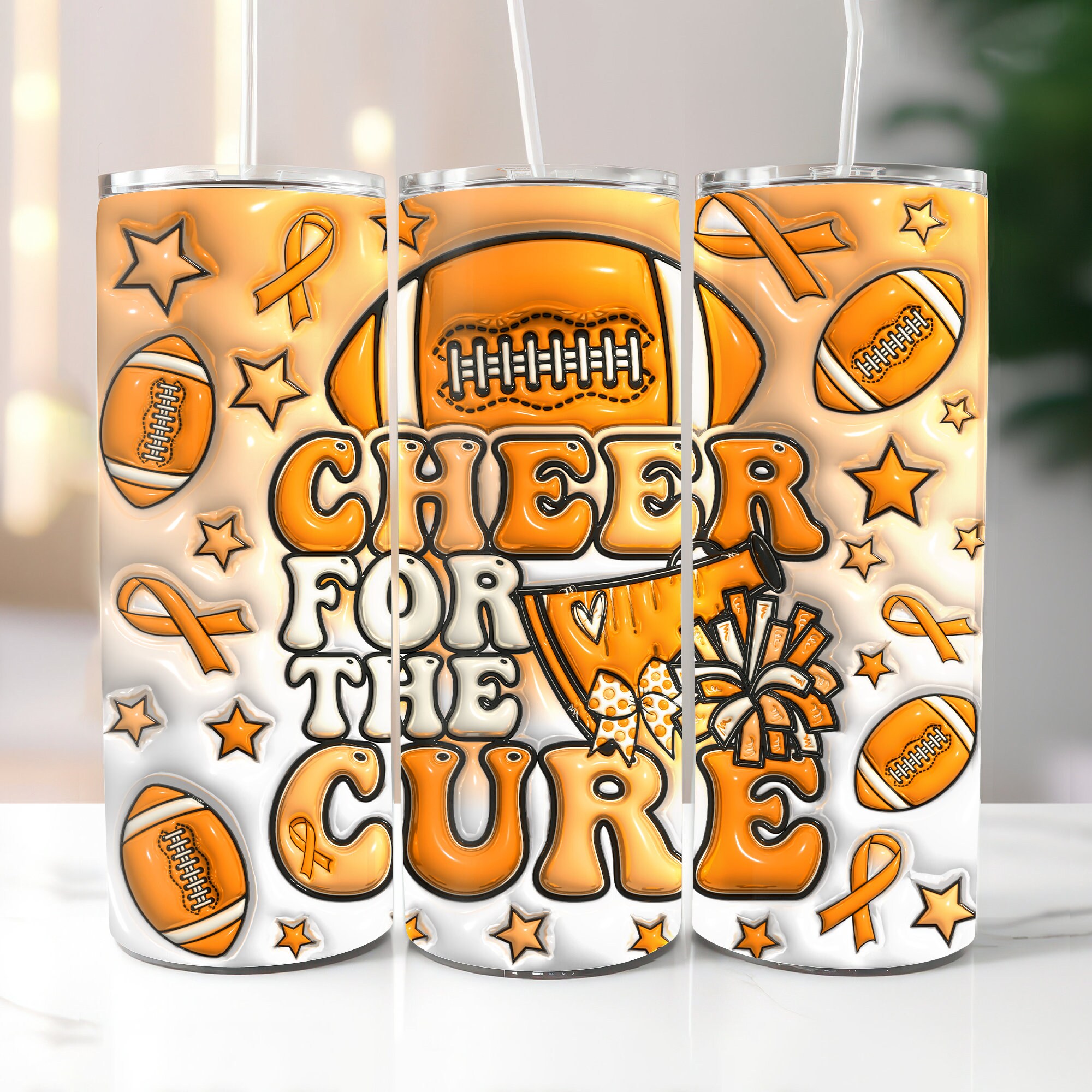 10 3D Inflated COPD Awareness 20oz Skinny Tumbler Wrap, 3D Puff Groovy ...