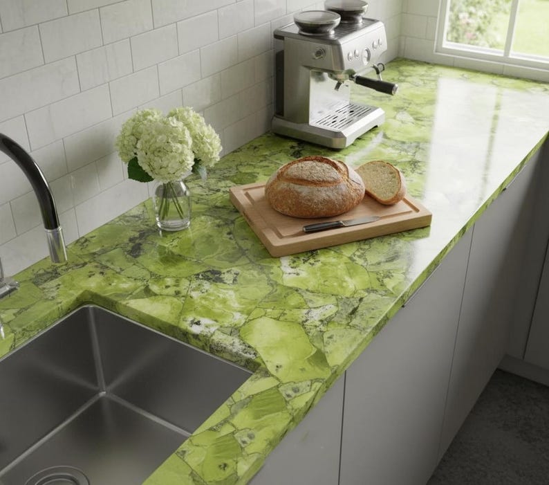 Luxury Jade Agate Countertop - Handcrafted Natural Stone Kitchen Island ...