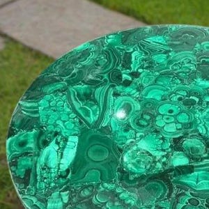 Round Coffee Table Tops Malachite Overlay Random Art, Marble Gemstone ...