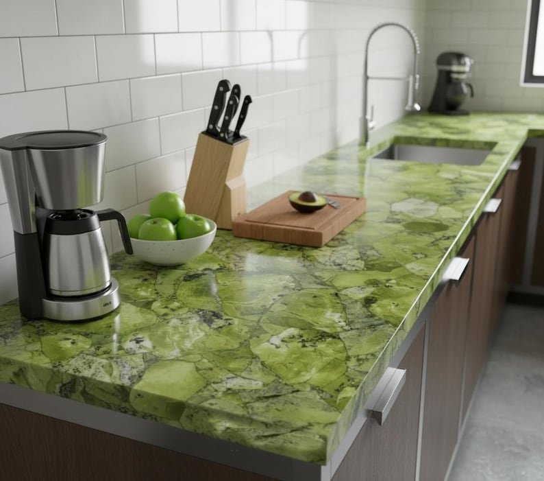 Luxury Jade Agate Countertop - Handcrafted Natural Stone Kitchen Island ...