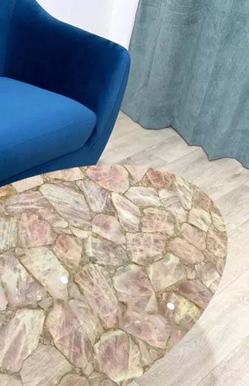 Oval Rose Quartz Agate Counter Top Slab, Living & Office Decor - Etsy