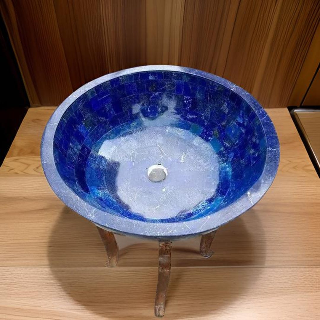 Handmade Lapis Lazuli Vessel Sink: Luxury Natural Stone Bathroom Basin ...