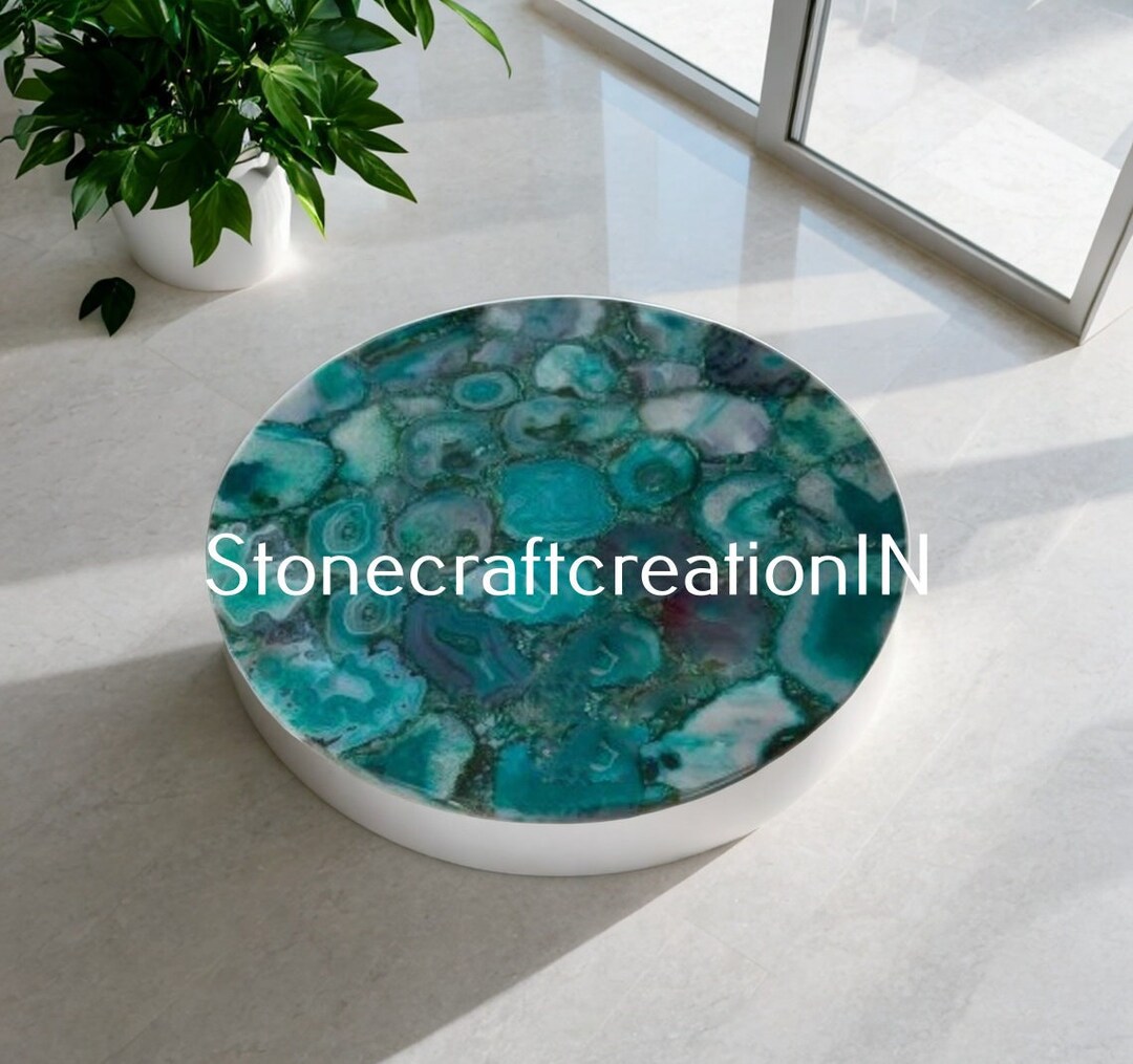 Agate Side Table, Green Agate Round Table, Agate End & Coffee Table ...