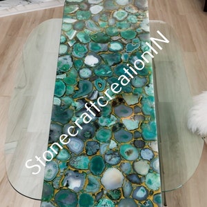 Green Agate Console Table, Agate Table, Agate Coffee Table, Agate Dine ...