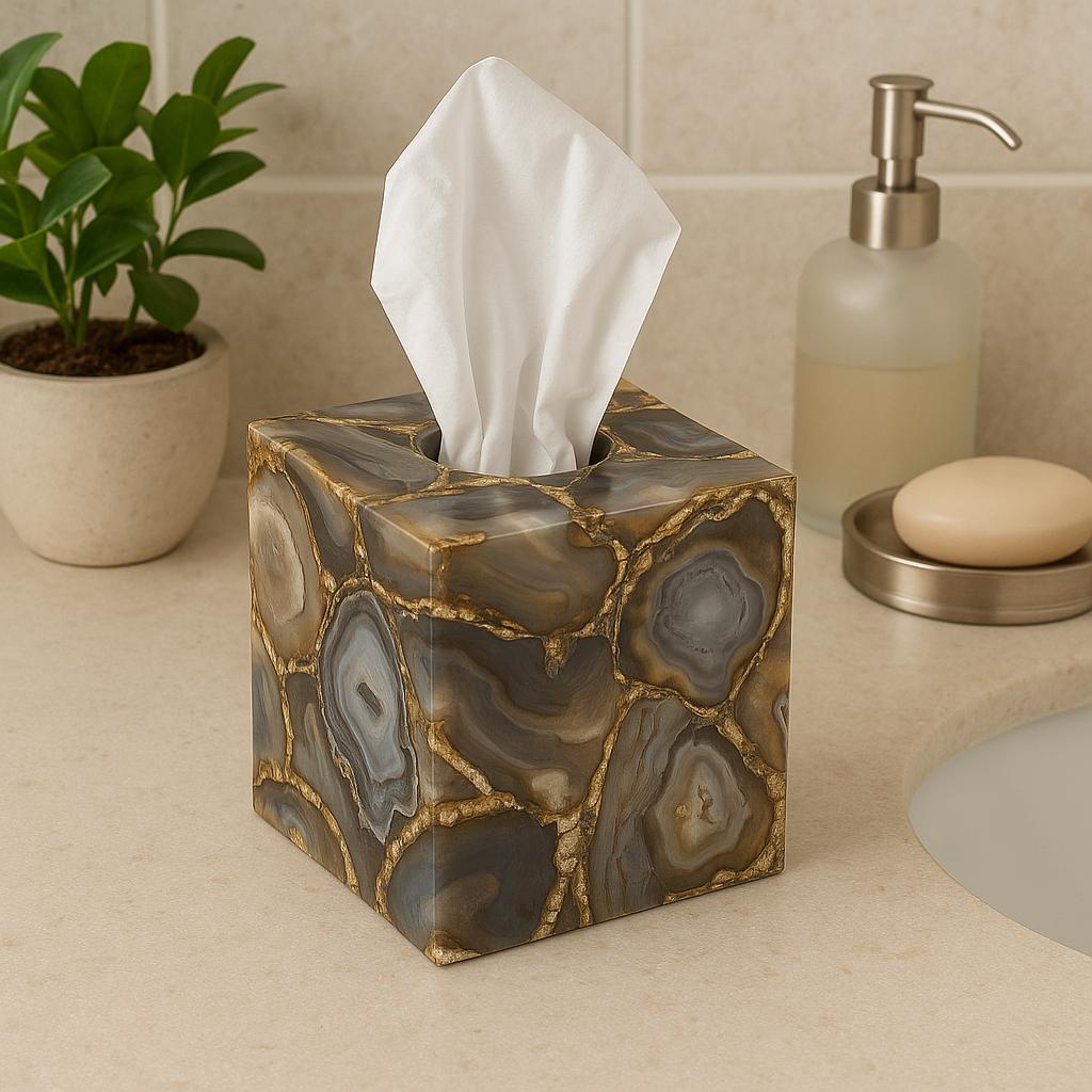 Handmade Agate Tissue Box Cover: Bathroom Home Decor (5x5 Inches) - Etsy