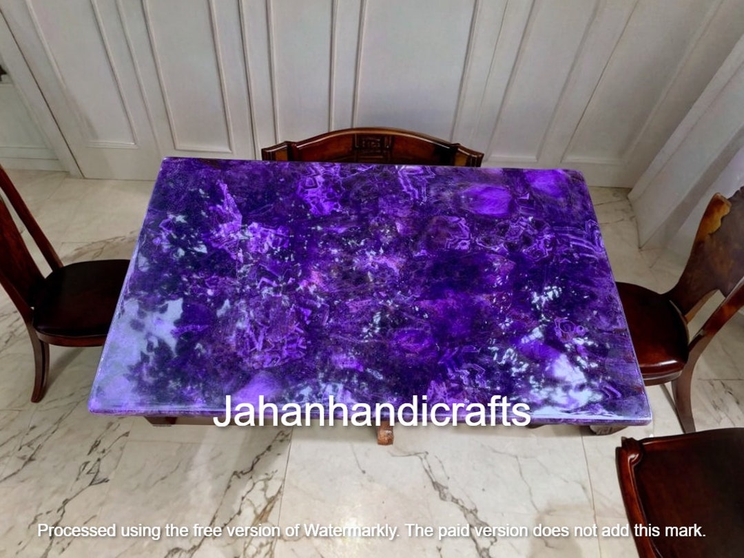 Amethyst Dining Modern Furniture Table Top, Agate Purple Quartz Stone ...