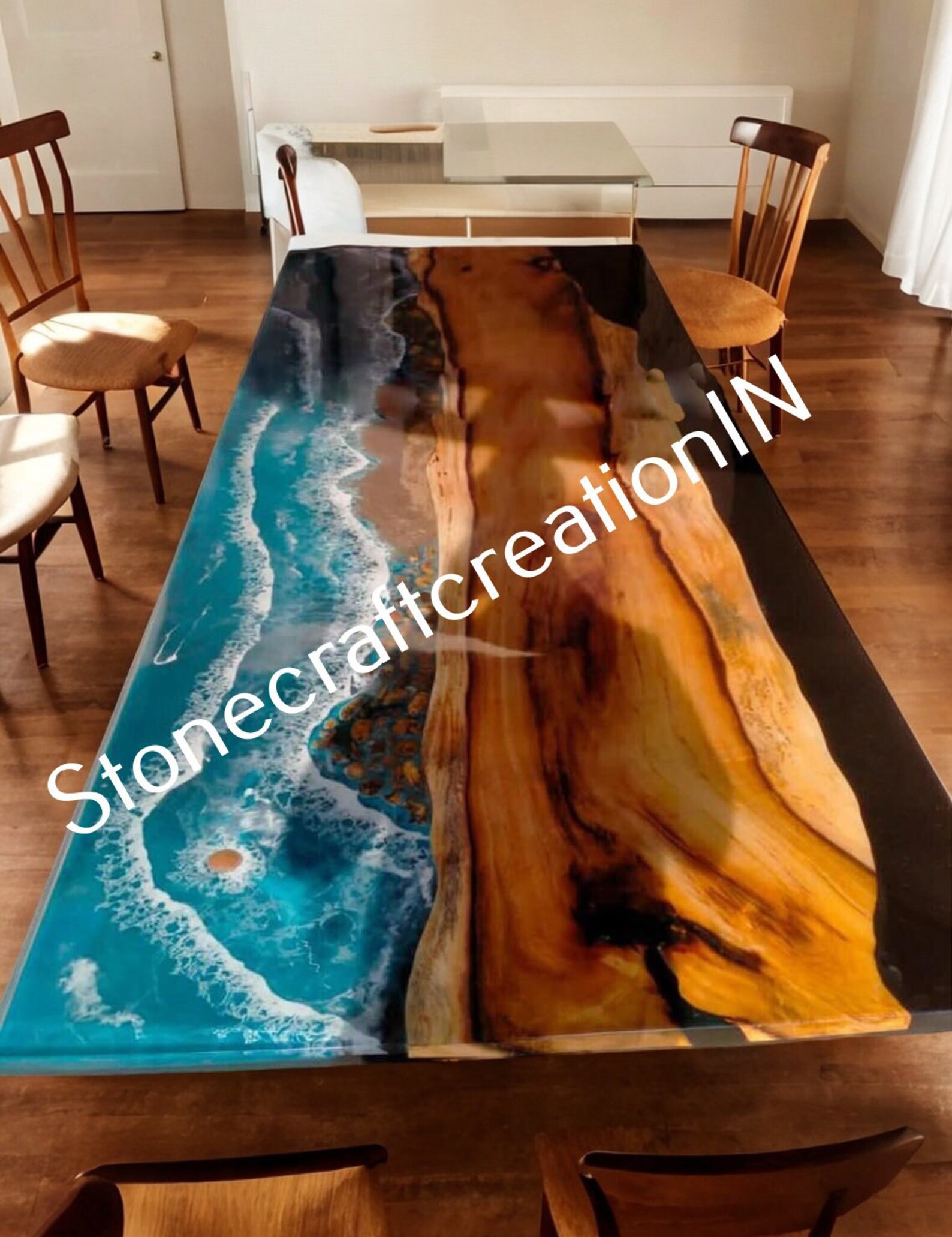 Ocean Wave Table, Epoxy Table, Epoxy Wood Resin Table, Live Edge Table ...