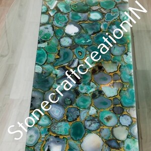 Green Agate Console Table, Agate Table, Agate Coffee Table, Agate Dine ...
