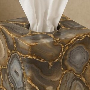 Handmade Agate Tissue Box Cover: Bathroom Home Decor (5x5 Inches) - Etsy