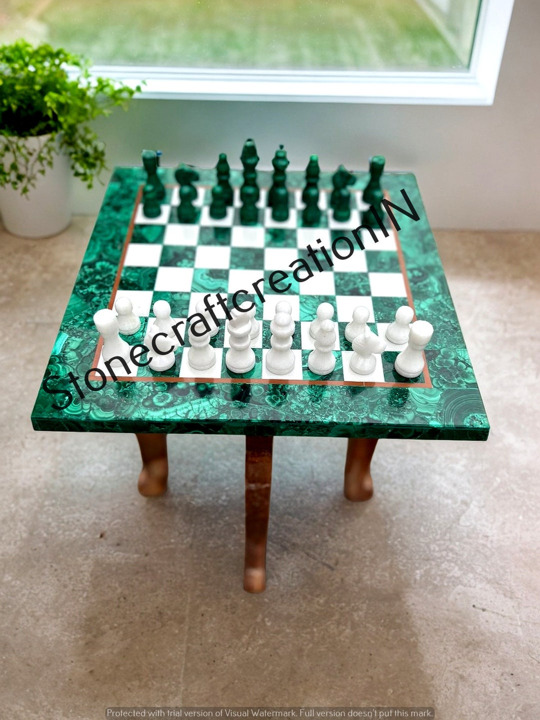 Malachite Chess Set, Chess Board Set Inlaid With Marble Chess Pieces ...