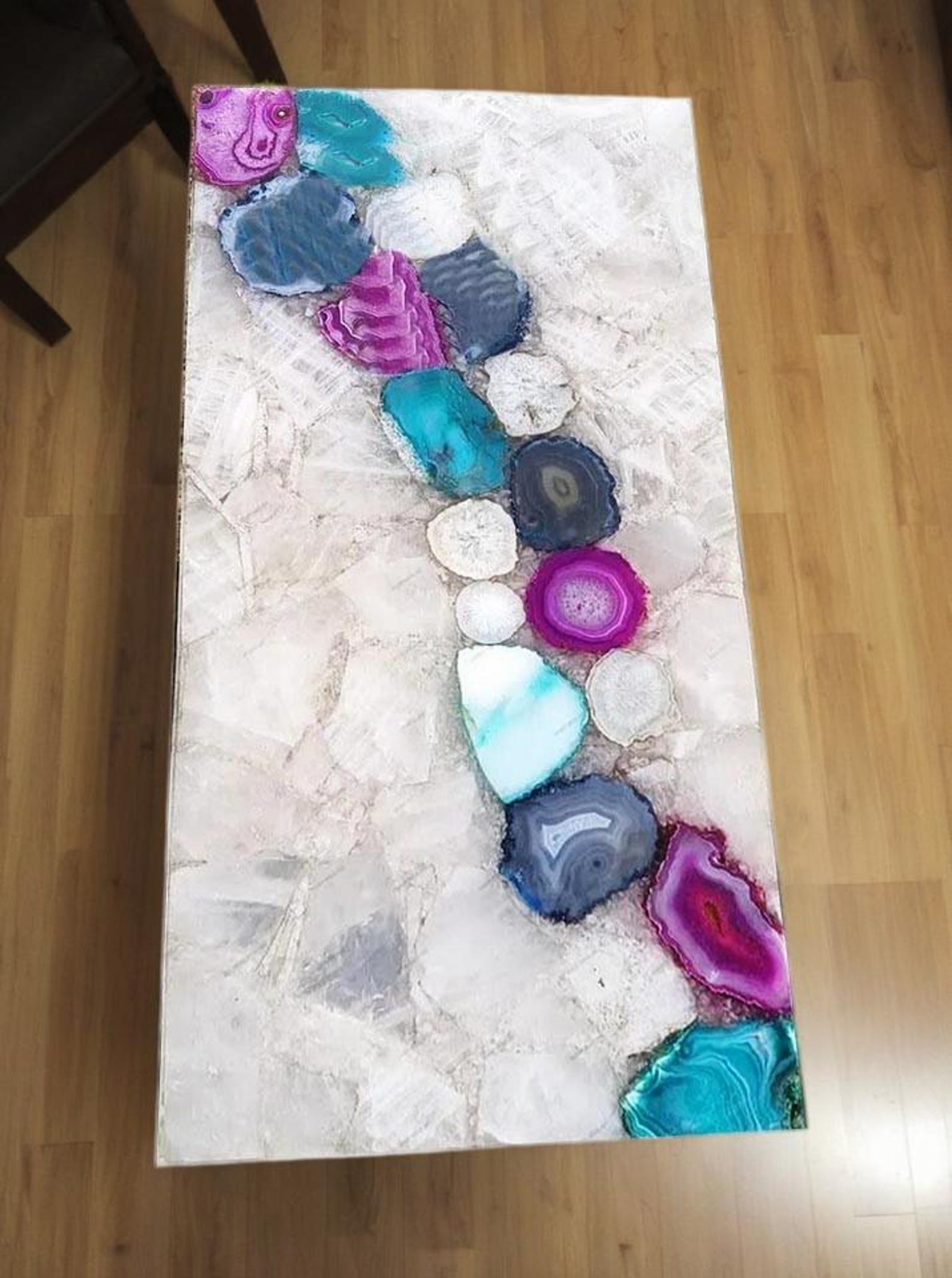 White Natural Agate Coffee Table Top: Luxury Home Decor - Etsy
