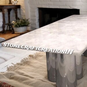 Handmade White Quartz Stone Table Top: Natural Agate Kitchen Slab - Etsy