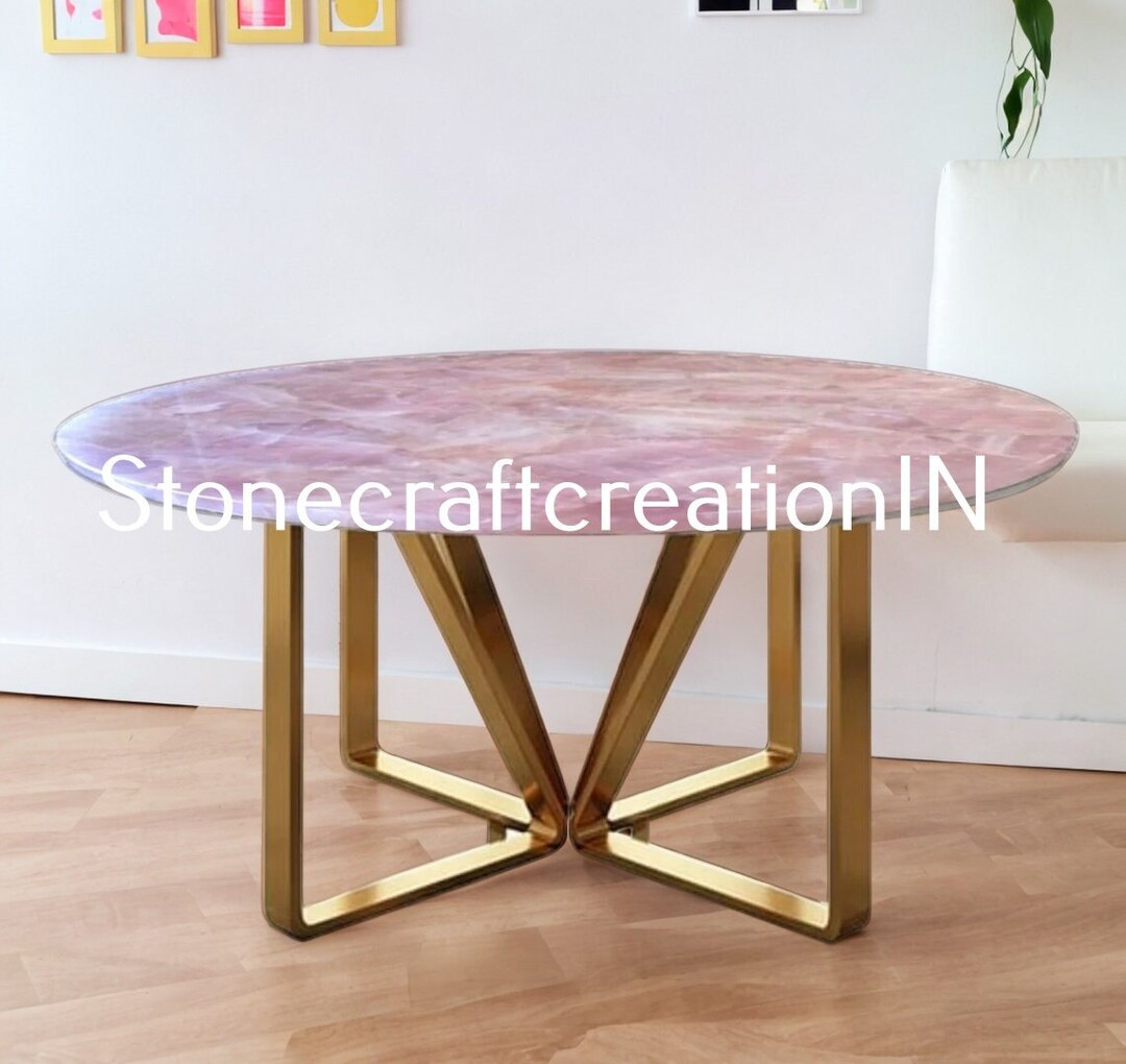 Rose Quartz Coffee Table, Quartz Sofa Center Table Top, Crystal Rose ...