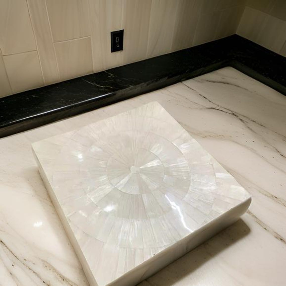 Selenite Table Top, Stone Dine Table, Marble Dine Table, Sun Rays ...