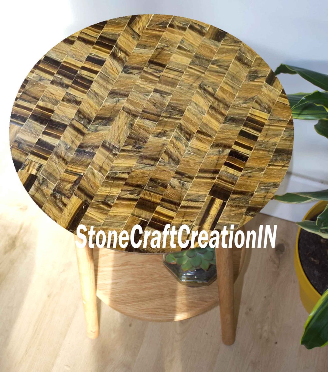 Tiger Eye Stone Table, Coffee Table & Center Table Top, Gemstone ...